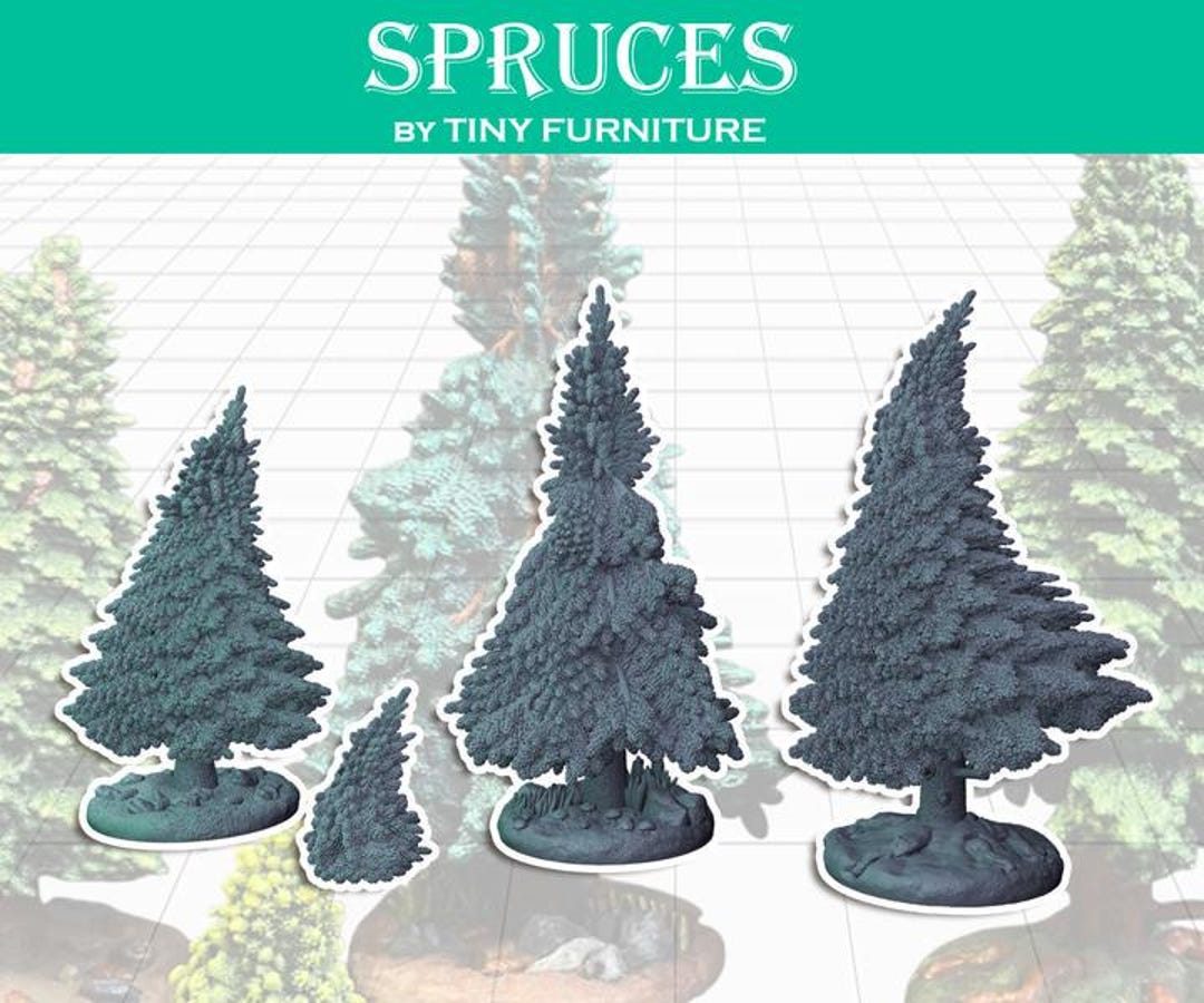 4pc Spruce Tree Miniatures Dnd Dungeons and Dragons 28mm/32mm Scatter ...