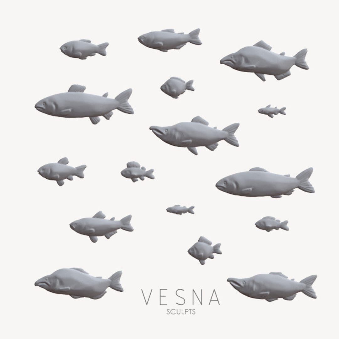 50pc Fish Miniature 3D Printed Dnd Scatter Terrain Dungeons and Dragons ...