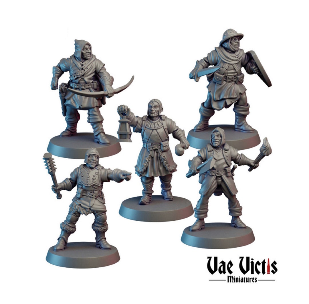5pc Mercenary Set, Dnd, Dungeons and Dragons, NPC Miniature, 5E Fantasy ...