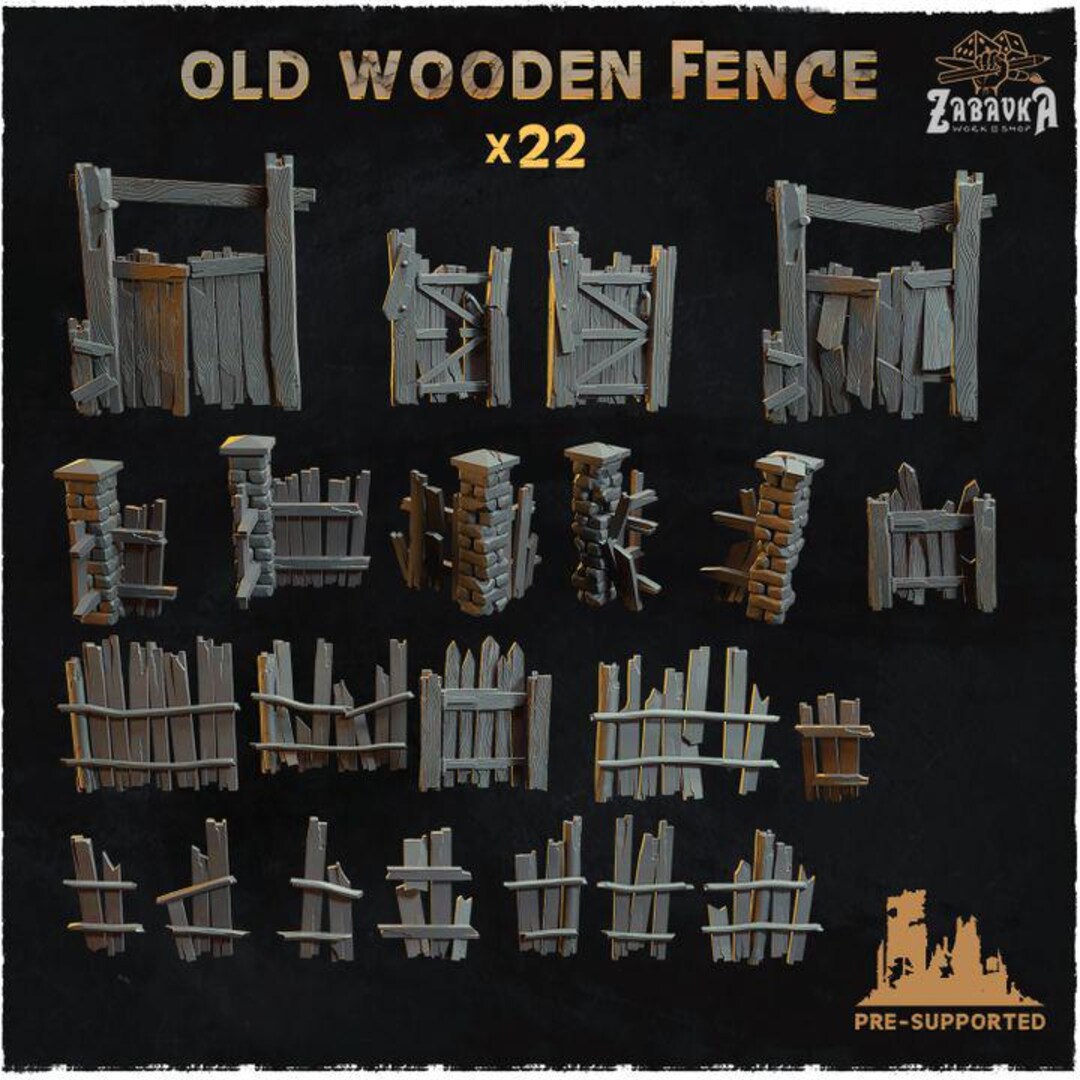 22pc Old Wooden Fence (basing Bits 2.0) 28mm/32mm Fantasy Wargaming ...