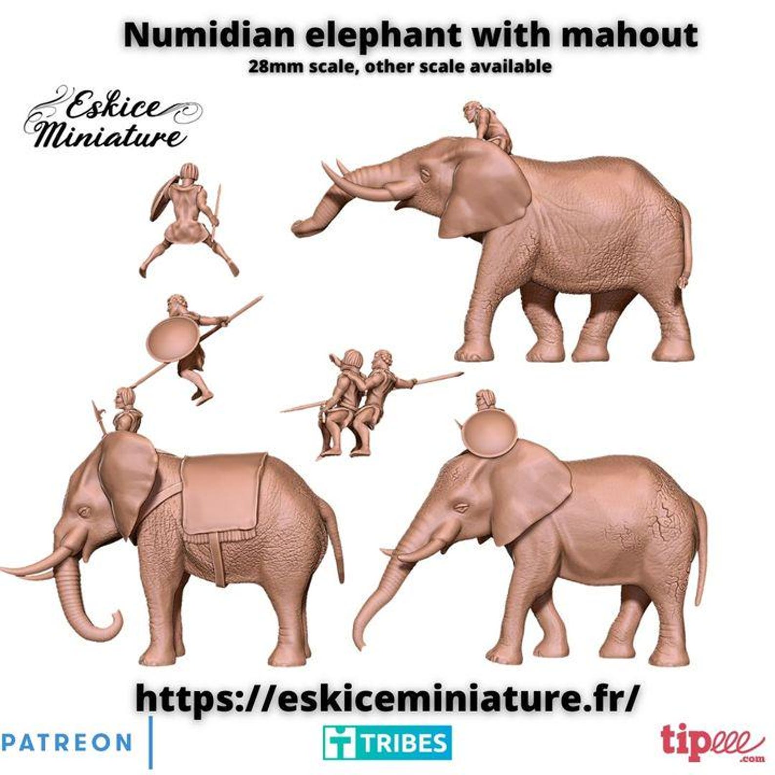 Numidian Elephant With Mahout – 15mm 20mm 28mm 32mm 1 35 Scale ...