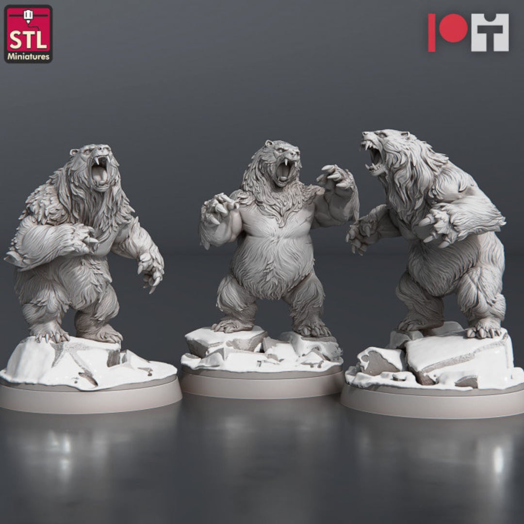 3pc Bears Miniature Set, Dnd, Dungeons and Dragons, Tabletop RPG ...