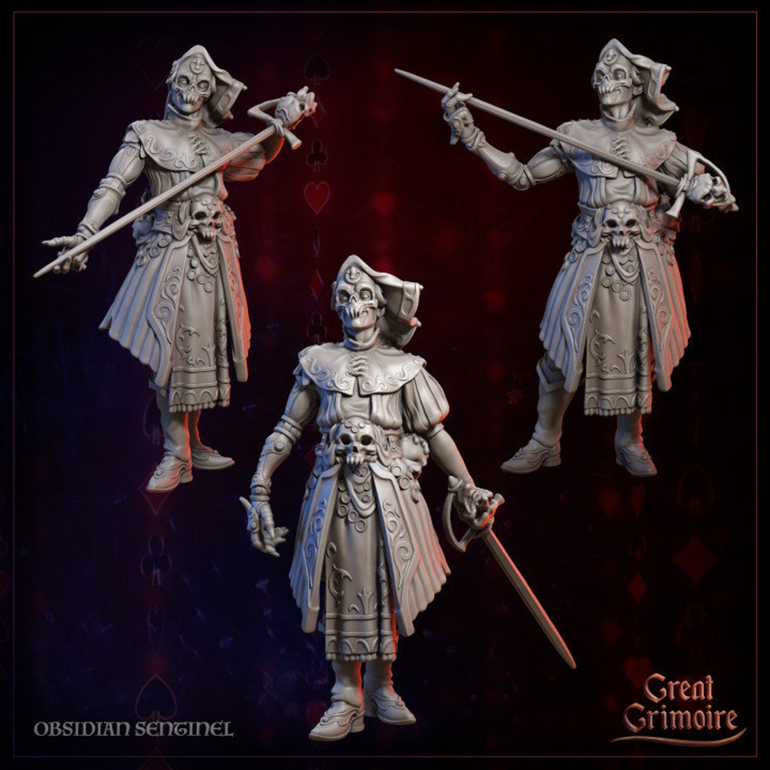 3pc Obsidian Sentinel, Dnd, Dungeons and Dragons, Masquerade Miniatures ...