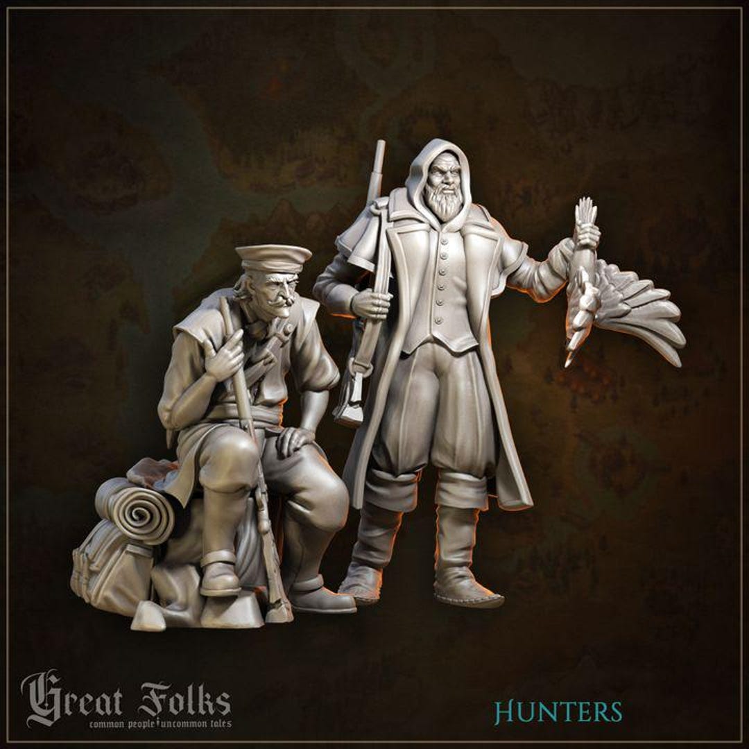 2pc Hunters Townsfolk Npcs A Lucky Shot Dnd Dungeons and Dragons 28mm ...