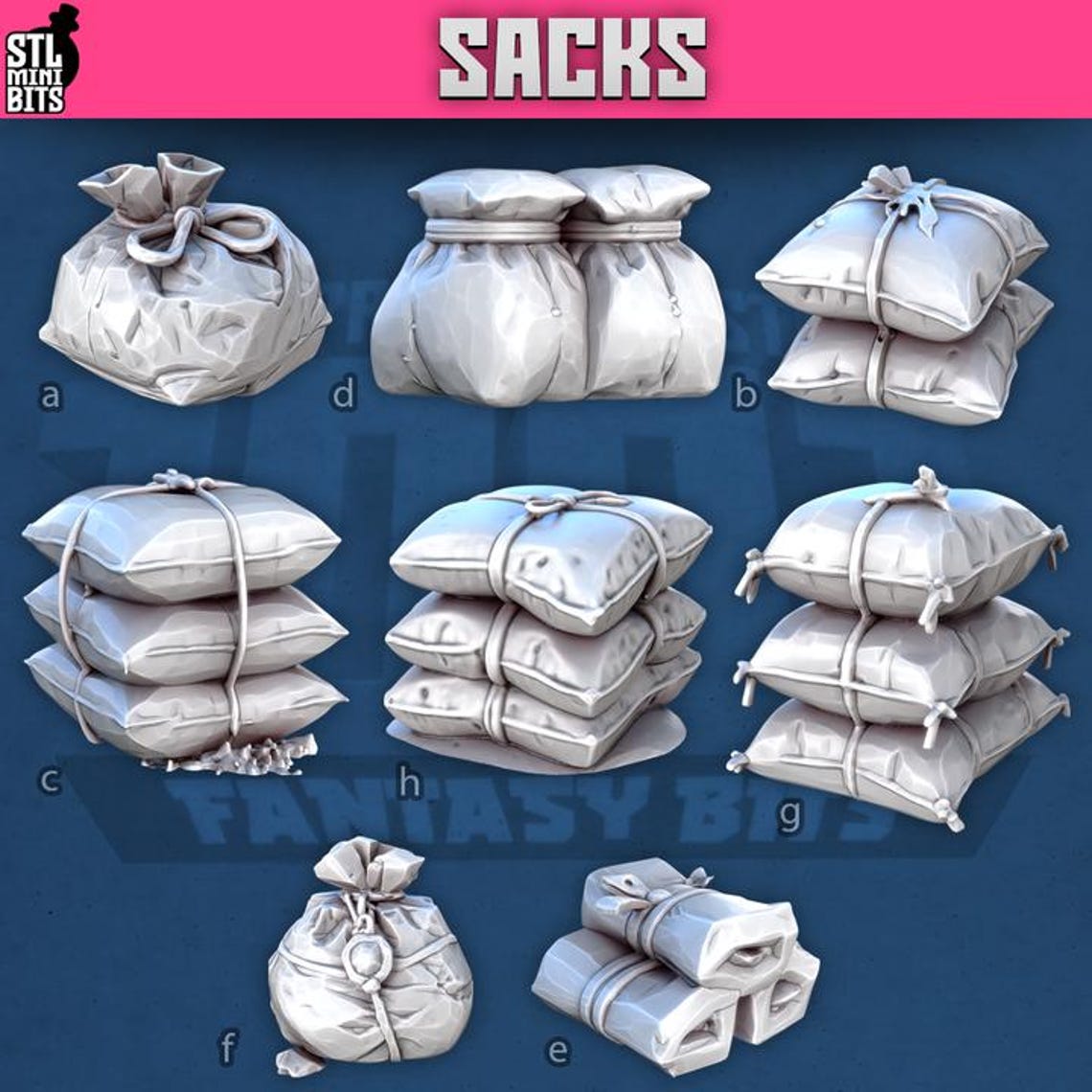 Sand Bags and Sack Miniatures for Dungeons and Dragons 28mm/32mm Basing ...