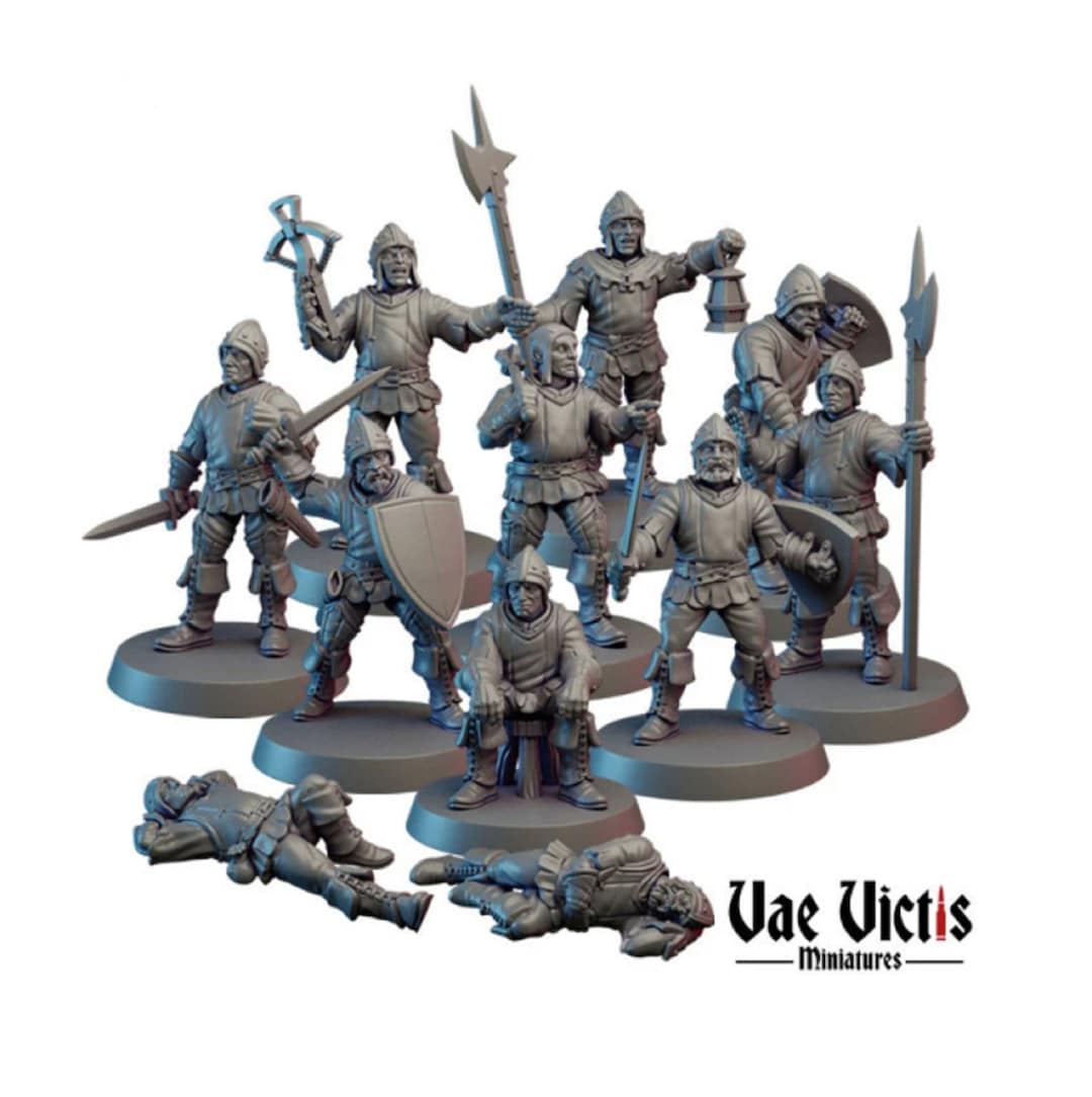 11pc Village Guards for Dnd Dungeons and Dragons TTRPG Wargaming ...