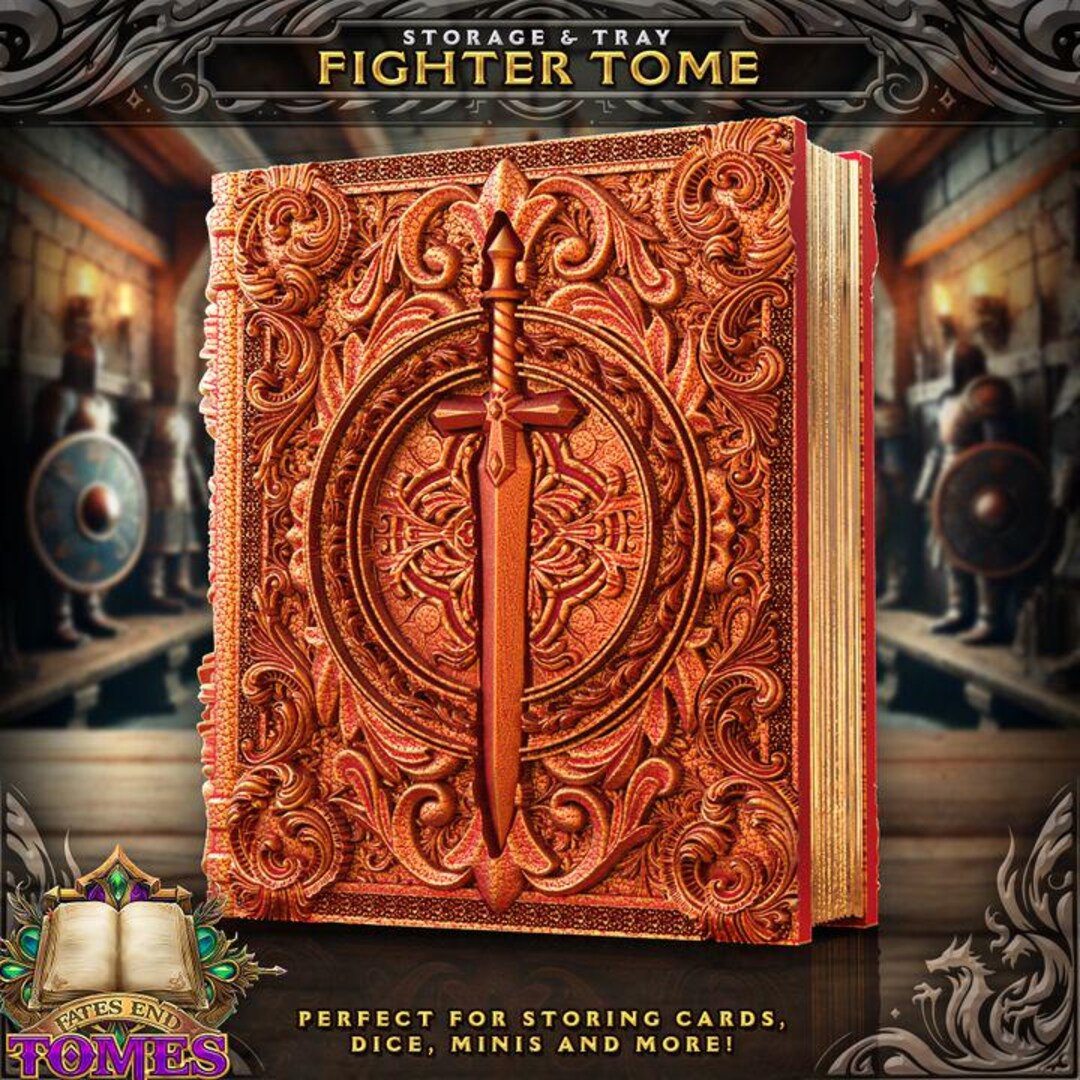 Fighter Tome Dice Vault – Slide-out Tray for Dice, Cards, Minis – Dnd ...