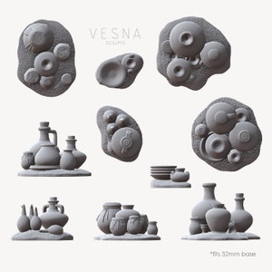 Medieval Pottery Jars Miniatures Dnd Dungeons and Dragons Miniature ...