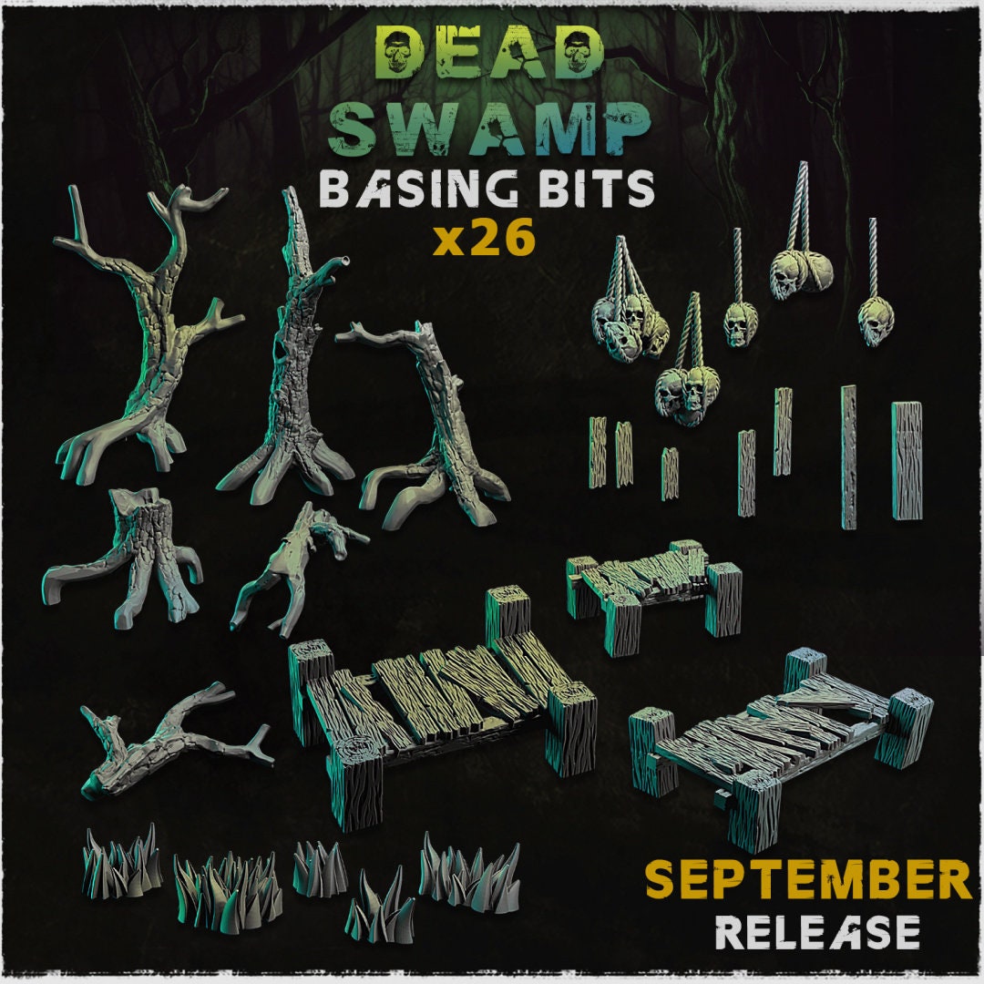 26pc Dead Swamp Basing Bits 28mm/32mm Scale Scatter Terrain, Basing Materials, Dungeons and ...