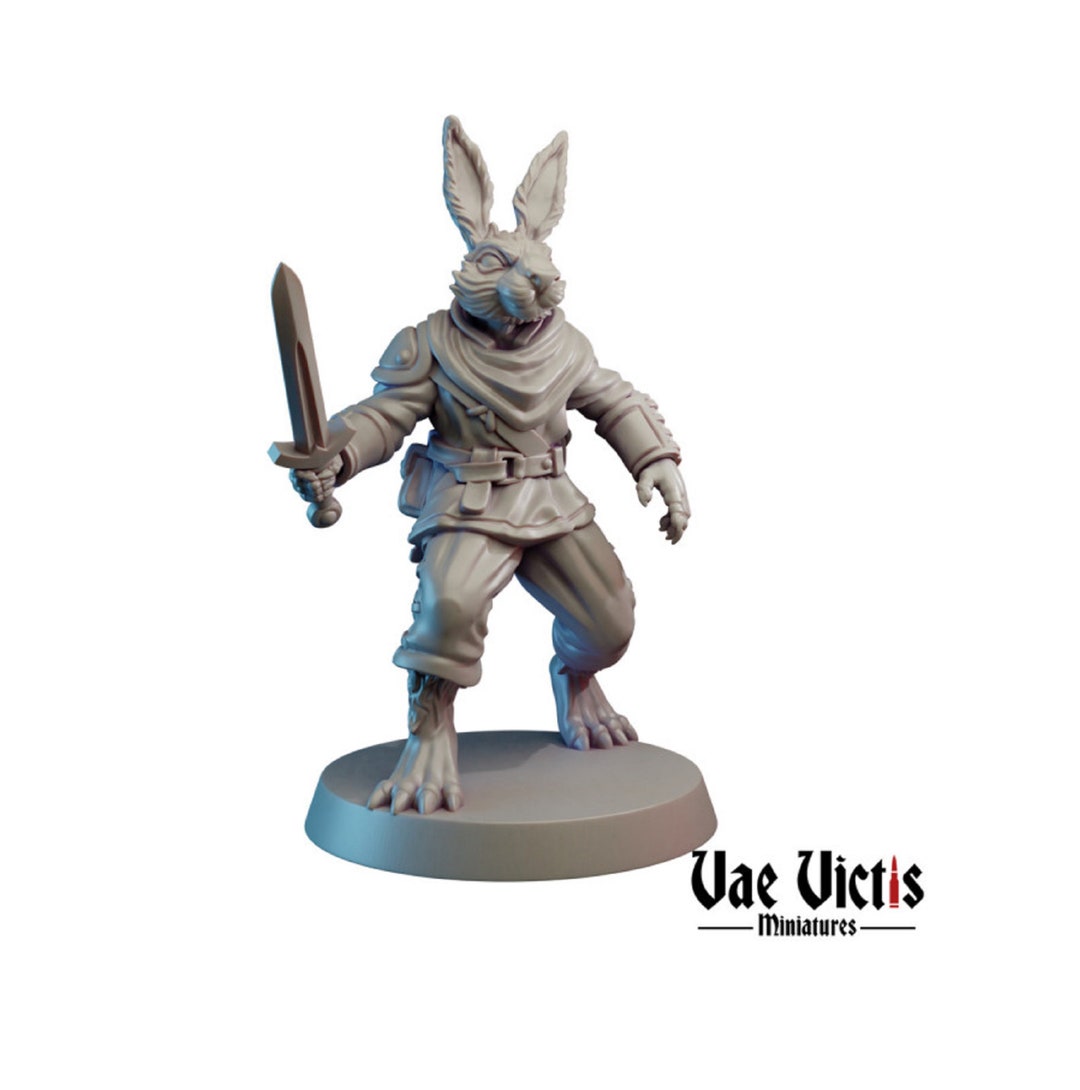 Rabbit Fighter Dnd Dungeons and Dragons 28mm/32mm Rabbit Warrior Dnd ...
