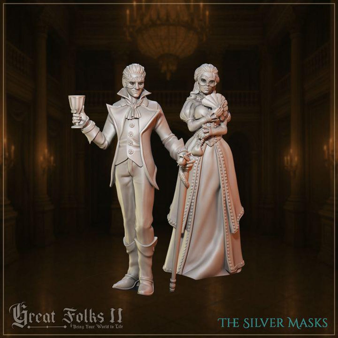 2pc Fancy Silver Masks Dnd Dungeons and Dragons TTRPG Wargame ...