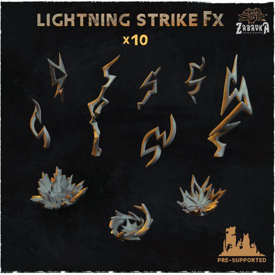 10pc Lightning Strike FX (basing Bits 2.0) 28mm/32mm TTRPG Stormy ...