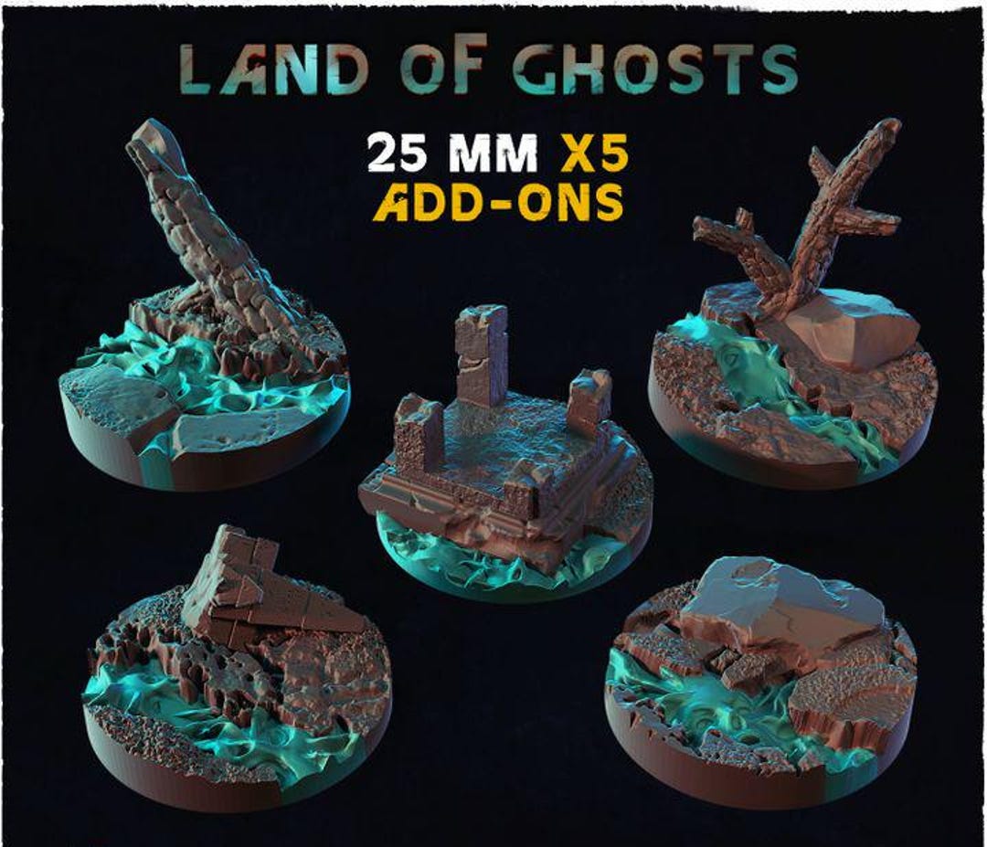 Land of Ghosts Base Toppers Scatter Base Terrain 25mm Toppers Miniature ...