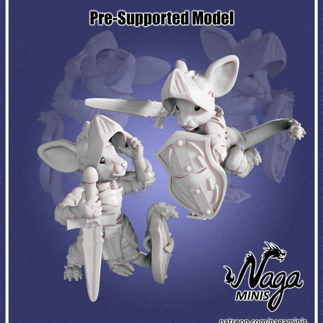 Mousefolk Knight Miniatures for D&D Tabletop RPG Dungeons and Dragons ...