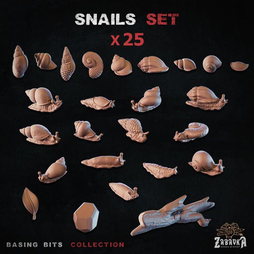 25pc Snails - Basing Bits 28mm/32mm Whimsical Woodland Fantasy Forest ...