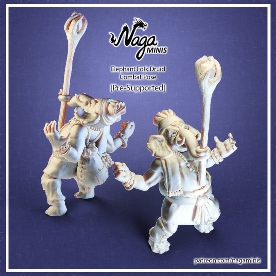 Elephant Druid Miniature Dnd Dungeons and Dragons Tabletop RPG 28mm ...