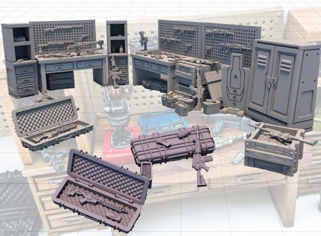 Gun Workshop Miniature Set Dnd Dungeons and Dragons 28mm/32mm Gun ...