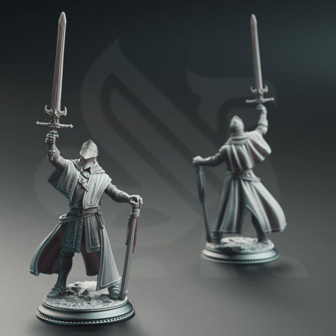 Priest Knight Miniature Dungeons and Dragons 28mm/32mm/38mm Mini RPG ...
