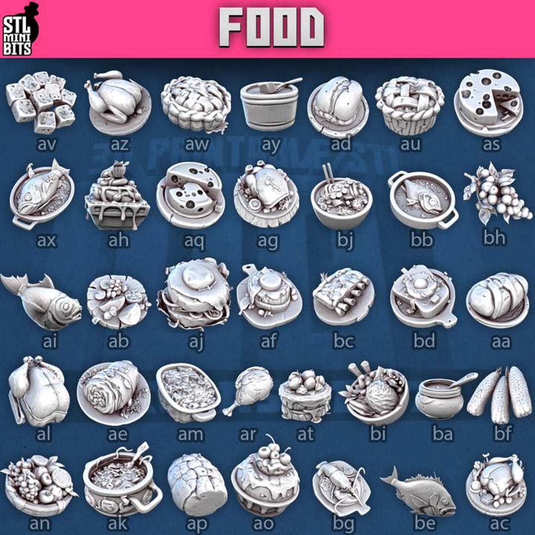 36pc Food Miniatures for Dungeons and Dragons 28mm/32mm Basing Bits Dnd ...