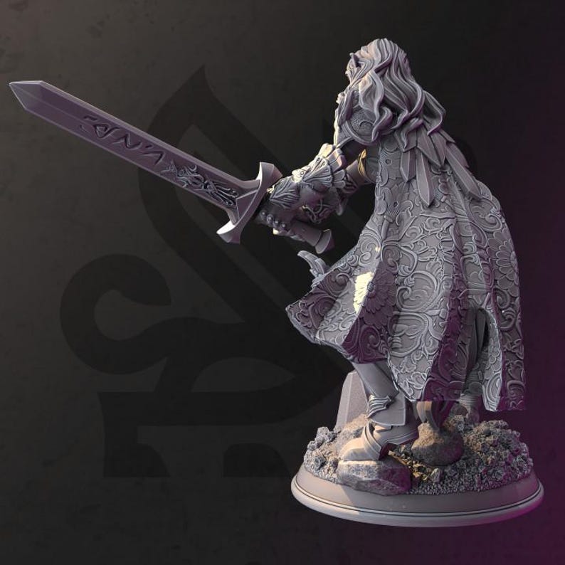 Elf Paladin Miniature Dnd Dungeons and Dragons 28mm/32mm TTRPG Figurine ...
