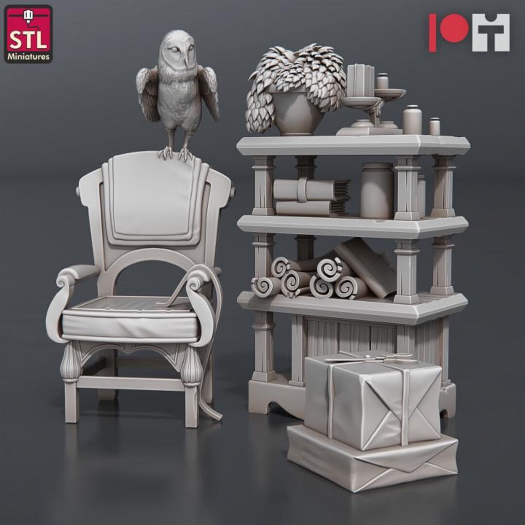Post Office Shelf and Chair Miniature for Dnd Dungeons and Dragons 28mm ...