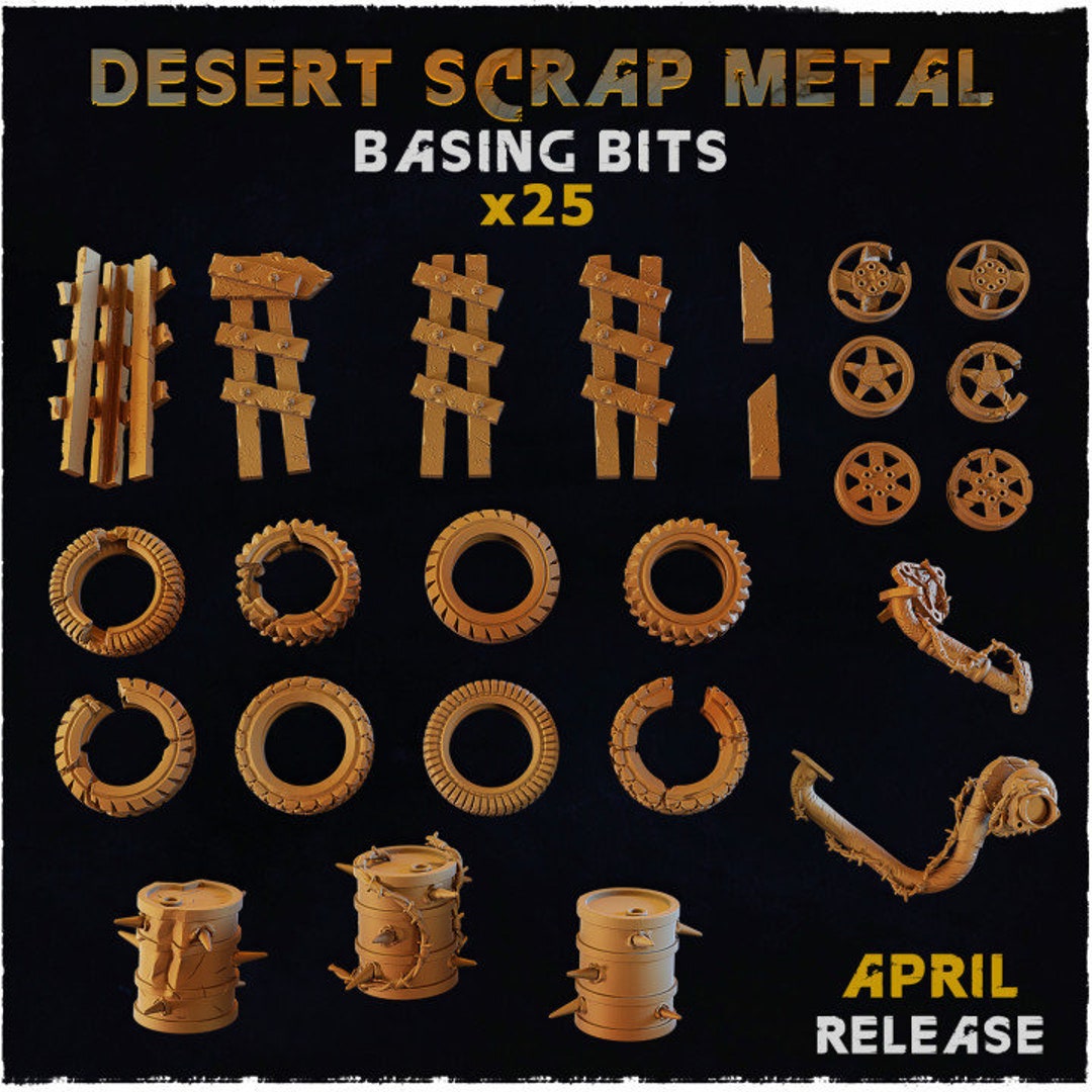 25pc Desert Scrap Metal Dnd Dungeons and Dragons Basing Bits 28mm/32mm ...