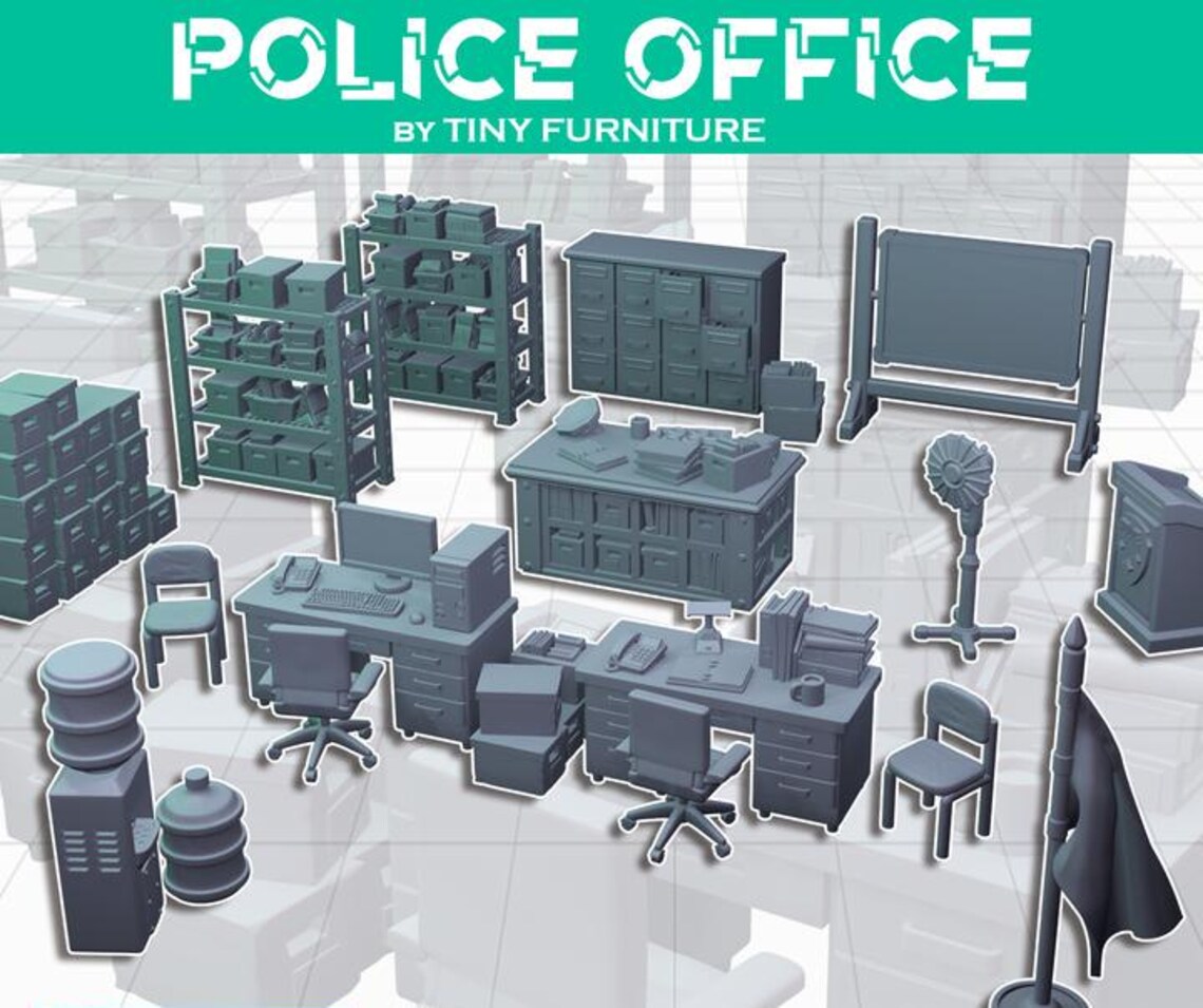Police Office Miniature Scatter Terrain Office Furniture Dnd Dungeons ...