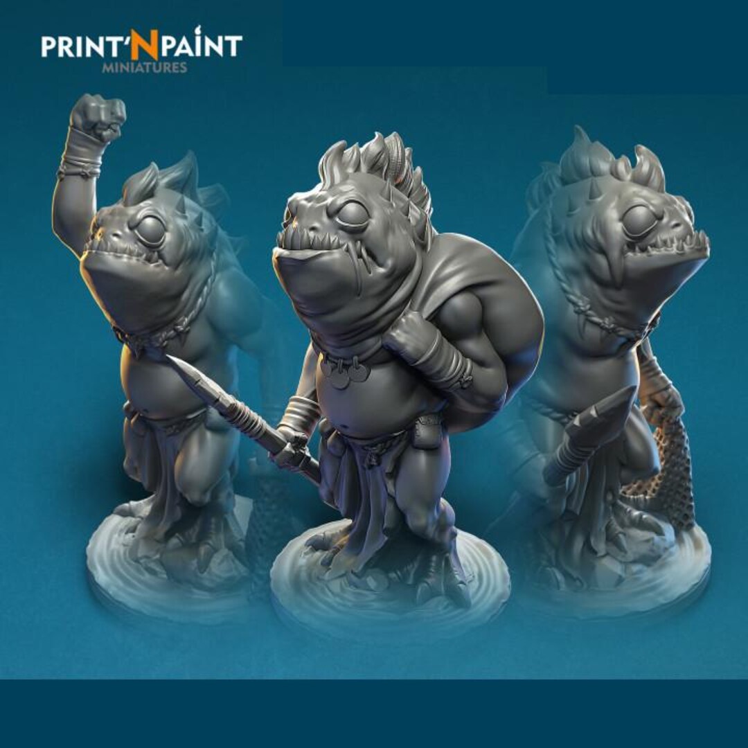 3 Kuo-toa Fishers Miniatures – Dungeons and Dragons Underwater RPG ...