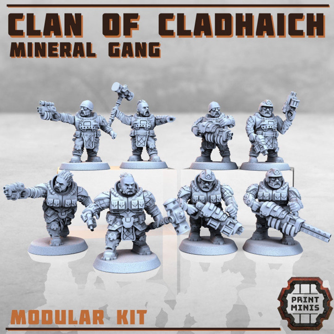 Clan of Cladhaich Mineral Gang, Miner Figurines, 28 to 32mm Heroic ...