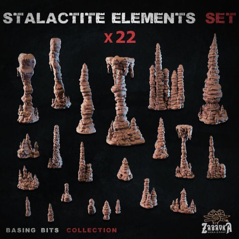 22pc Stalactite Elements - Basing Bits 28mm/32mm TTRPG Fantasy ...