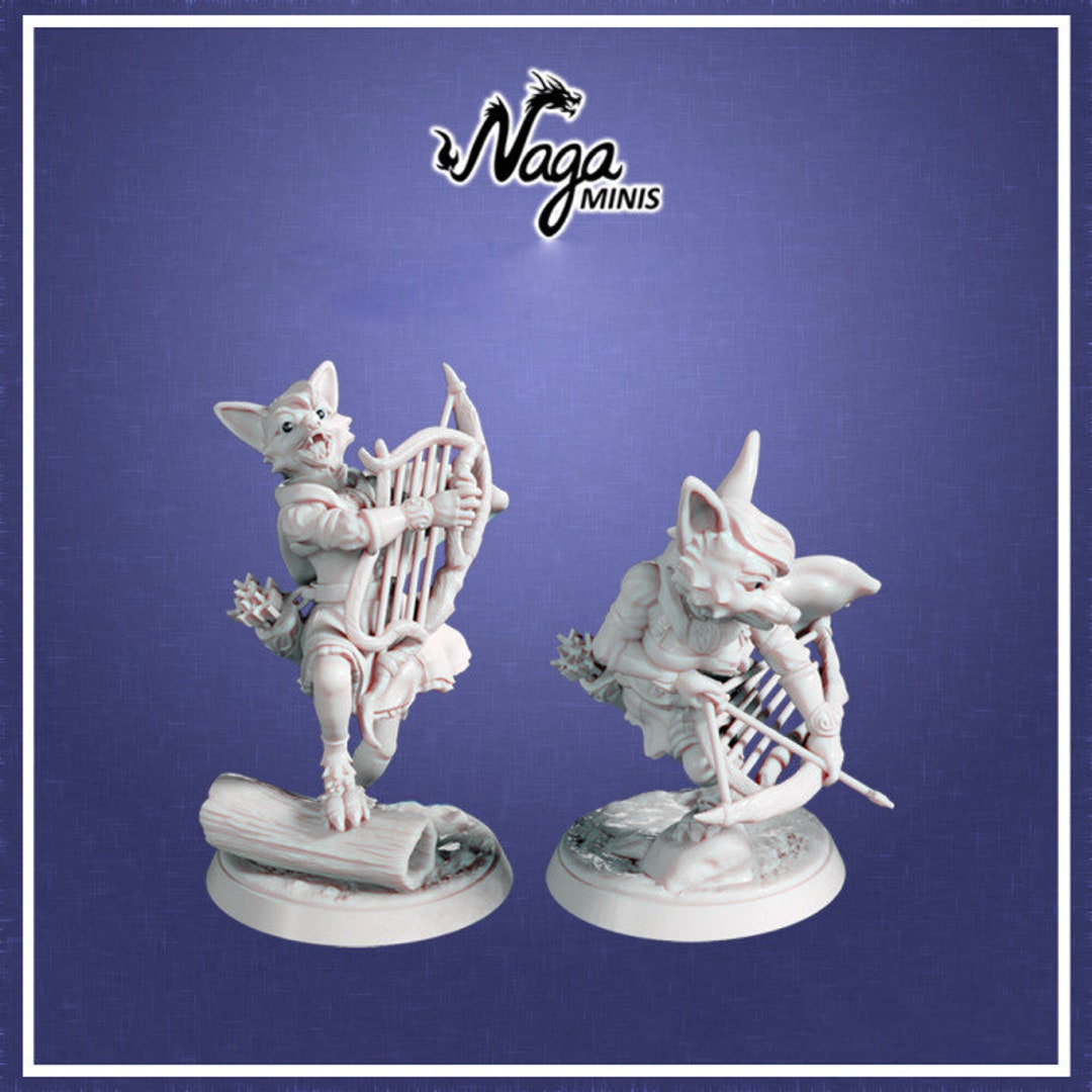 2pc Fox Bard Female Dnd Dungeons and Dragons Kitsune Fox Bard 28mm 32mm ...