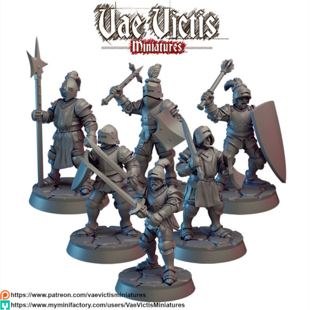 6pc Guards, Set Knight Figurines, Dnd, Dungeons and Dragons, Tabletop ...