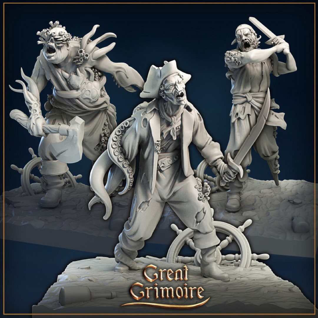 3pc the Drowned Dnd Dungeons and Dragons Pirate Crew Zombie Miniature ...