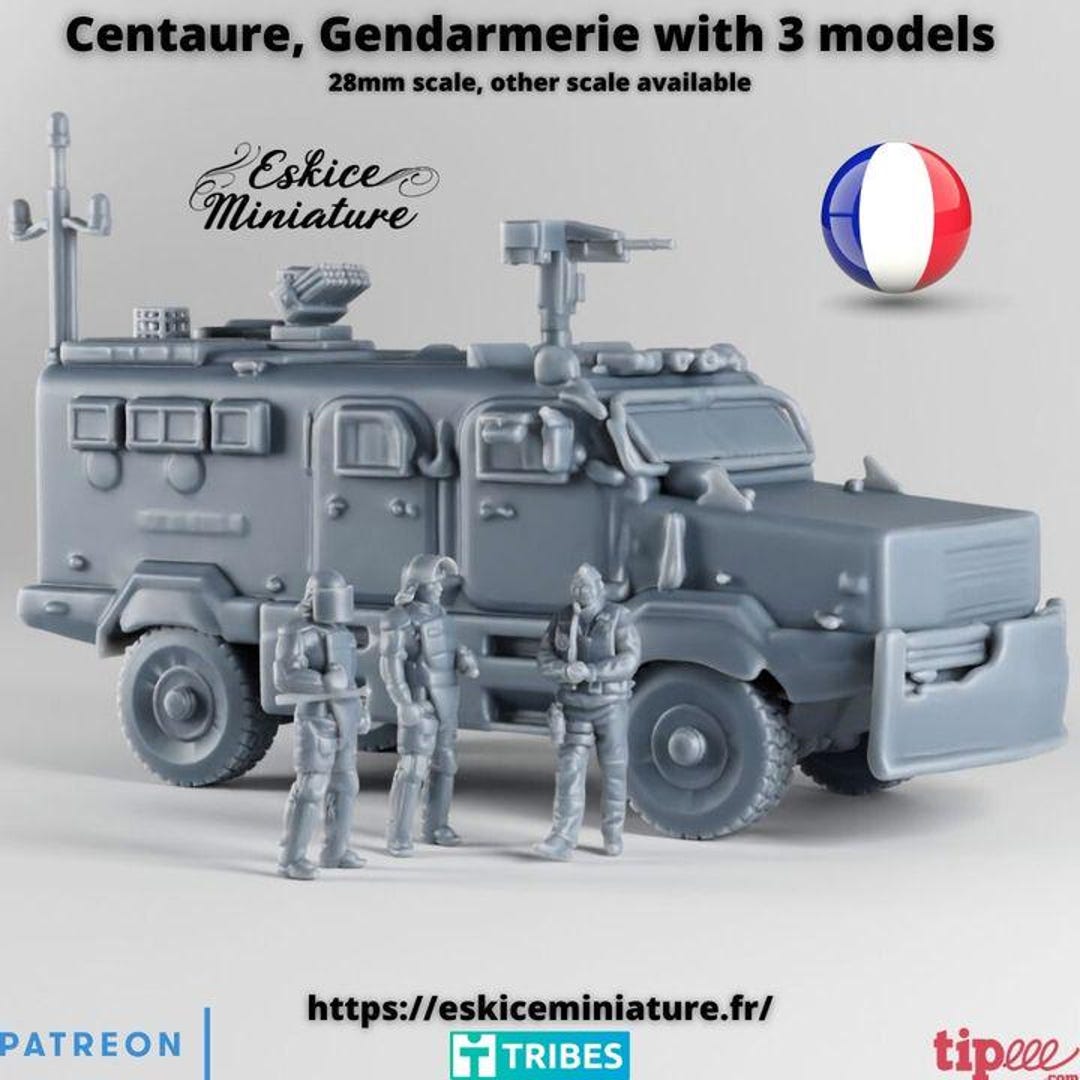 Centaure Gendarmerie Vehicle With Crew – 15mm 20mm 28mm 32mm 1 35 Scale ...