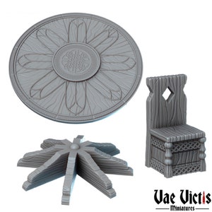 Round Table and Chairs Dnd Tavern Furniture Miniature Dungeons and ...