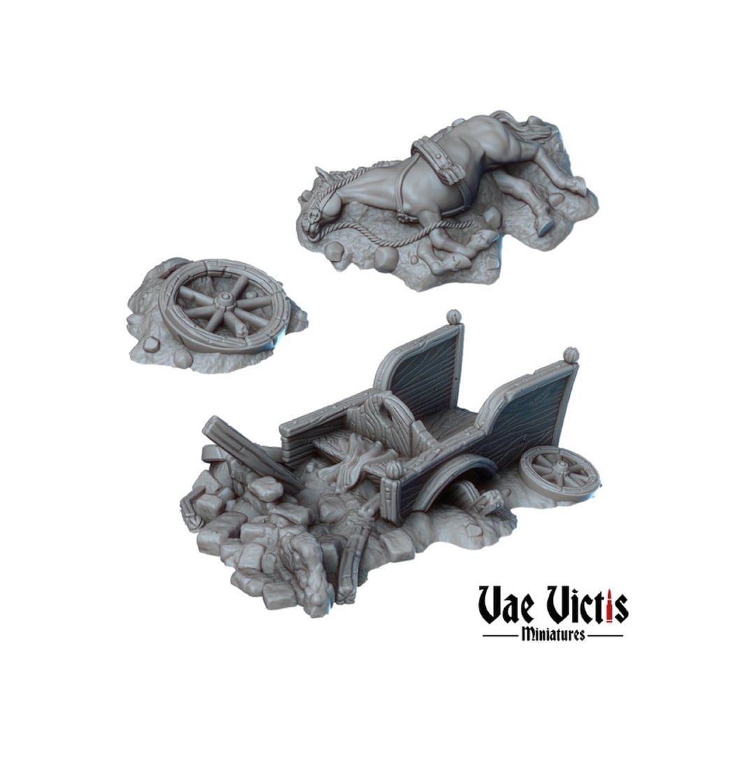 3pc Broken Cart and Horse Corpse Dnd Dungeons and Dragons 28mm/32mm ...