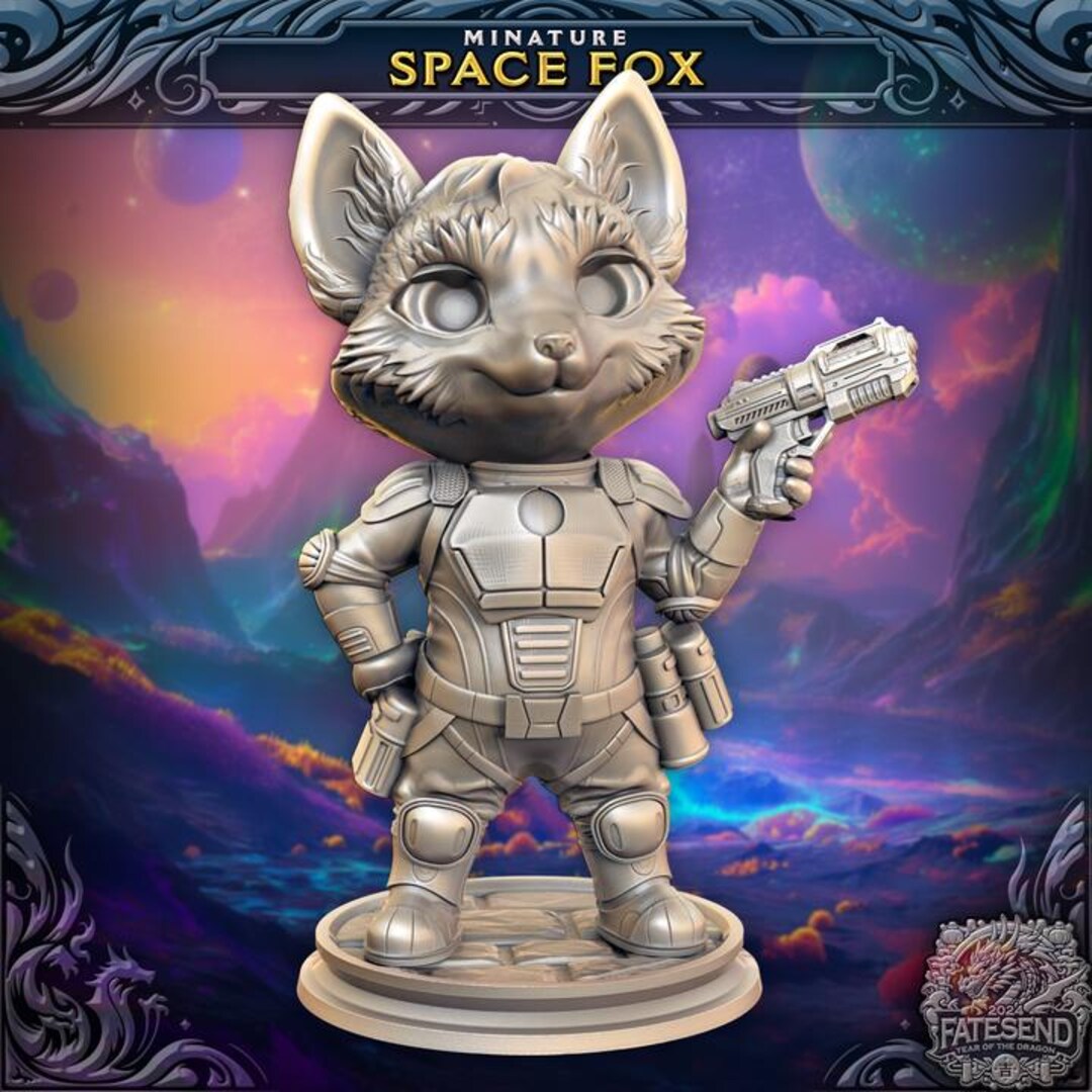 28/32mm Space Fox Miniature – Sci-fi Fantasy Fox Soldier Figurine for ...