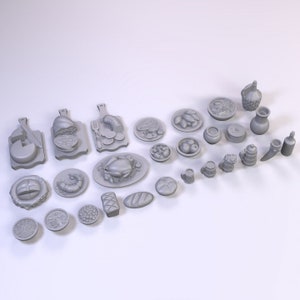 Medieval Meal Food Dishes Dnd Dungeons and Dragons 28mm/32mm Dollhouse ...