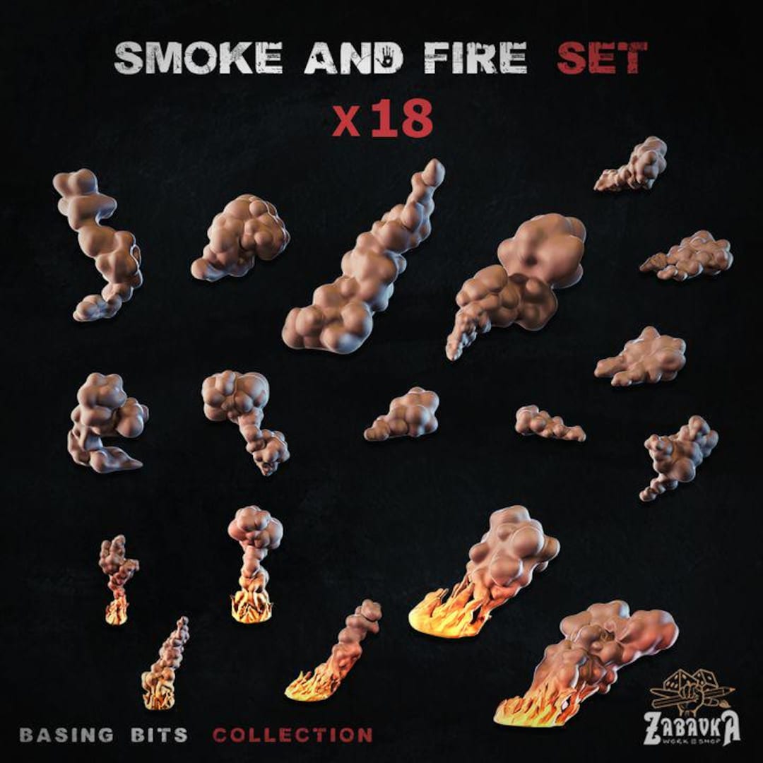 18pc Smoke and Fire for Dungeons and Dragons 28mm/32mm Basing Bits Dnd ...