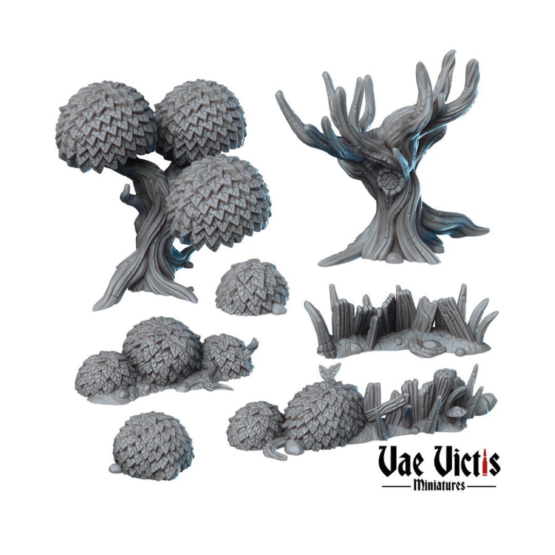 Tree and Bush Miniature Terrain Dnd Dungeons and Dragons 28mm/32mm ...