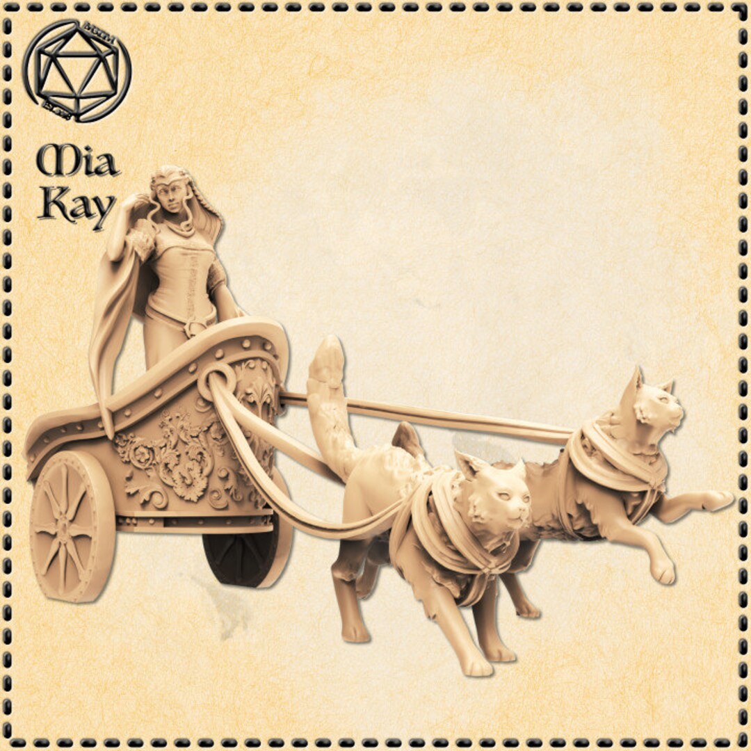 Cat and Carriage Miniature Set Dnd Dungeons and Dragons 28/32mm Freya ...