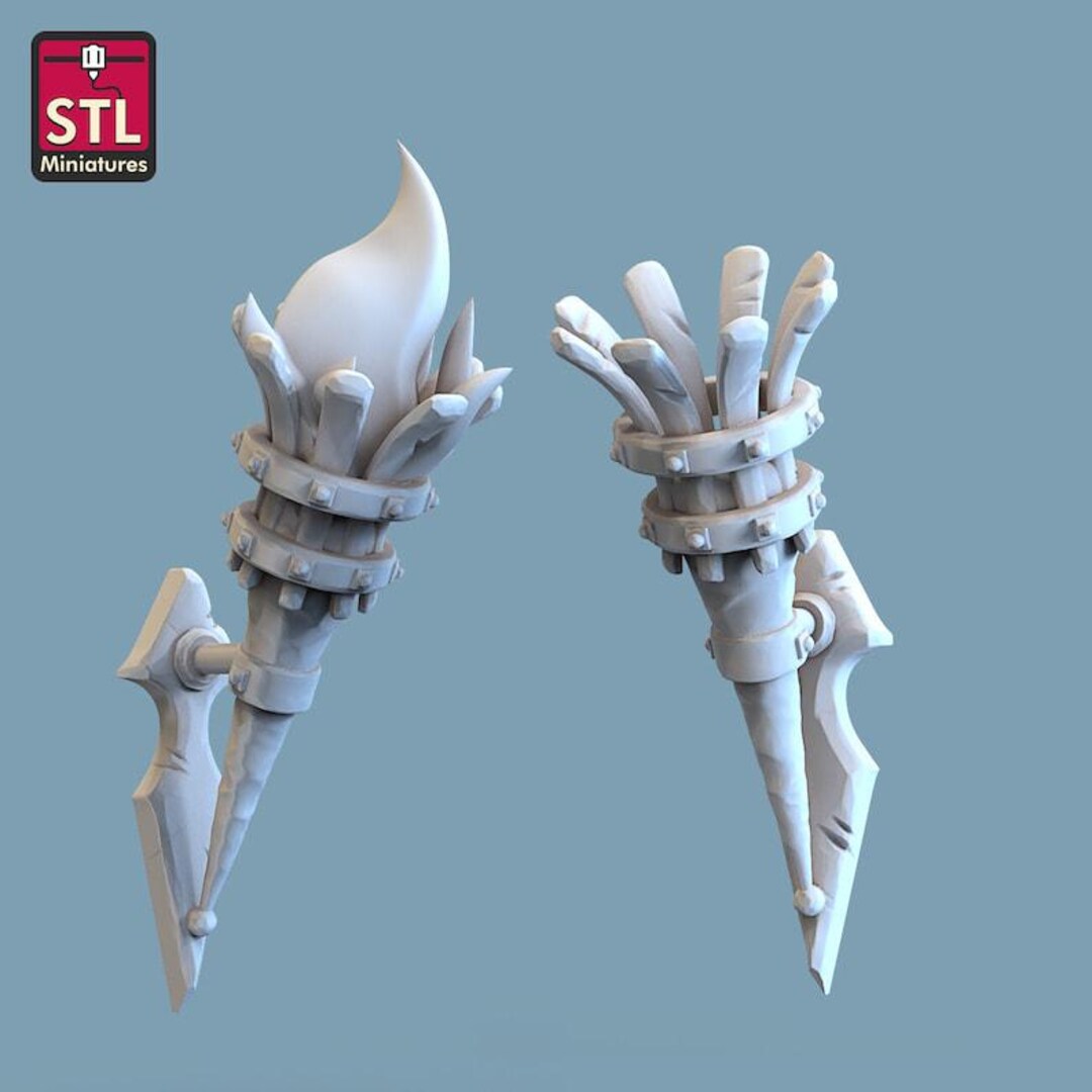 10 Pc Torches Dnd Dungeons and Dragons 28mm/32mm TTRPG Fantasy Wargame ...