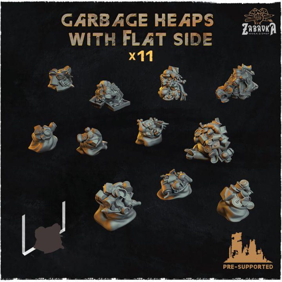 11pc Garbage Heaps With Flat Side (basing Bits 2.0) 28mm/32mm Junkyard ...