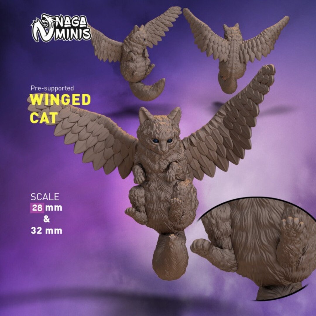 Flying Cat Familiar Dnd Dungeons and Dragons 28mm/32mm TTRPG Fantasy ...