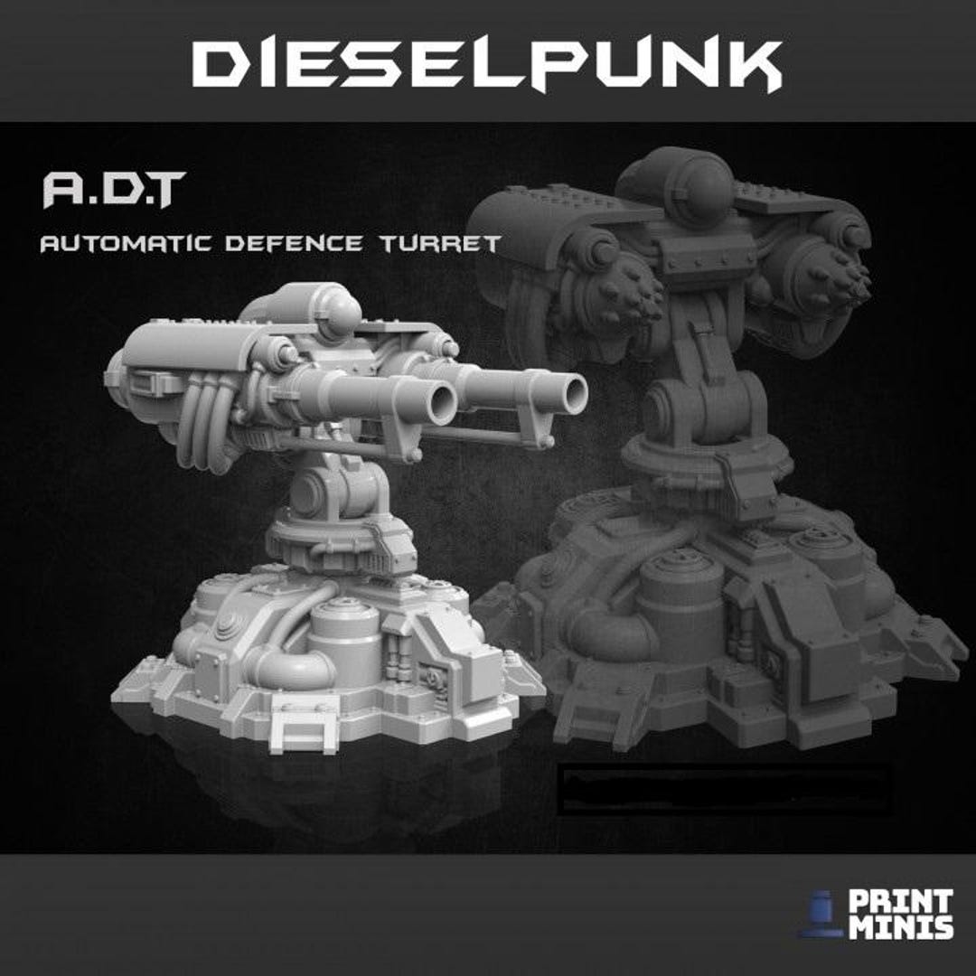 Automatic Defense Turret 28mm/32mm Gun Turret Figurine for TTRPG ...
