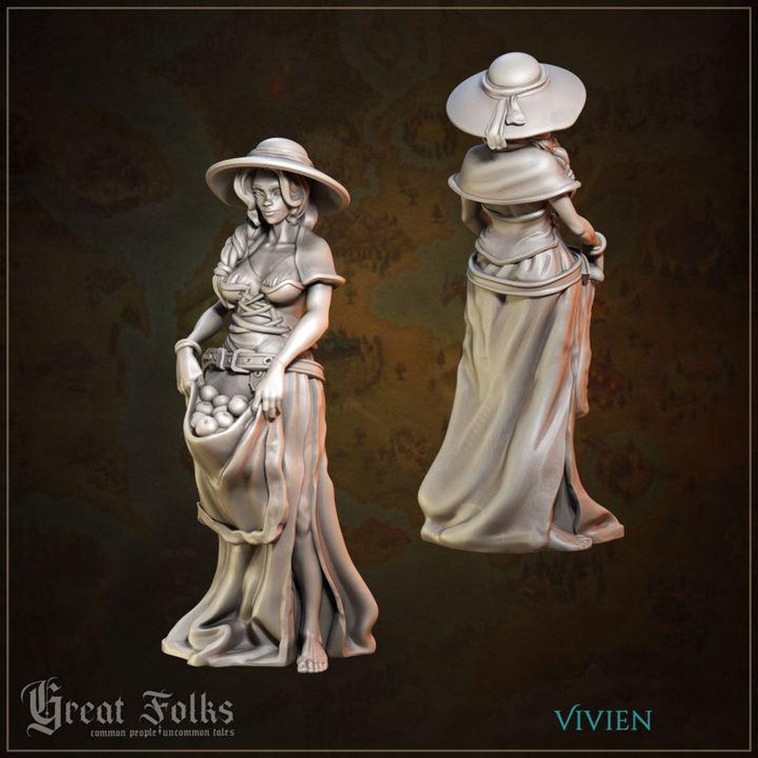 Vivien Female Townsfolk NPC Dnd Dungeons and Dragons 28mm/32mm TTRPG ...