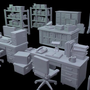 Police Office Miniature Scatter Terrain Office Furniture Dnd Dungeons ...