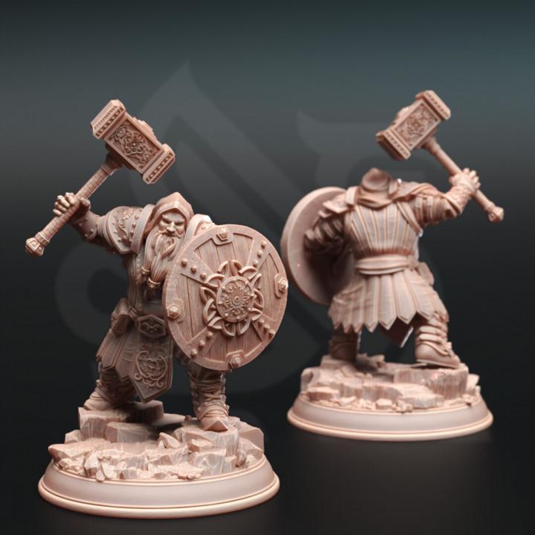 Dwarven Life Cleric Dnd Dungeons and Dragons 28mm/32mm Hammer and Shield Warrior TTRPG Fantasy ...