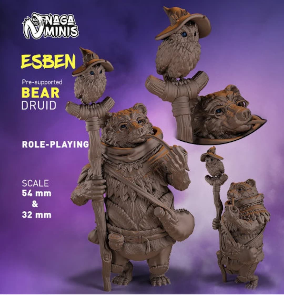 Esben & Bear Druid Miniature for Dnd Dungeons and Dragons RPG Fantasy ...