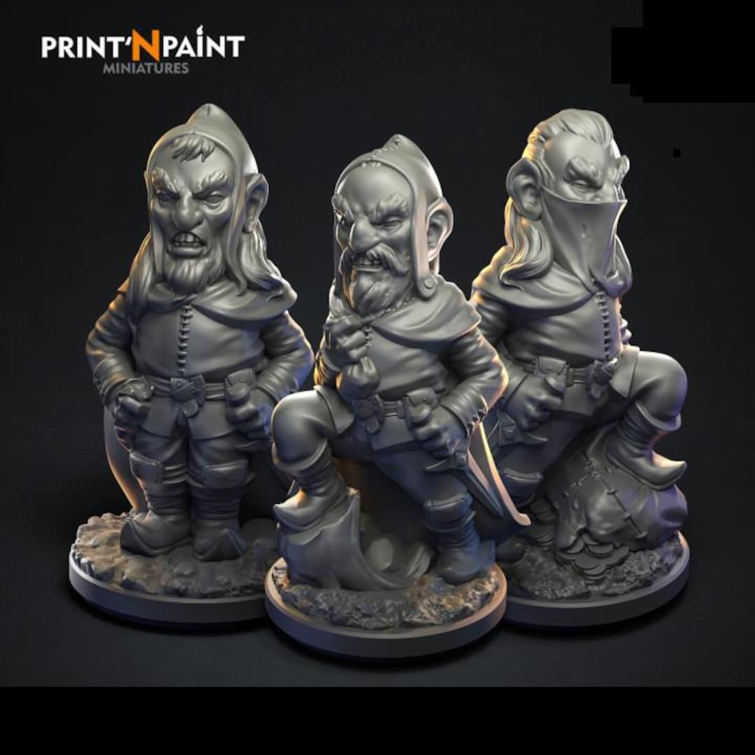 3 Gnome Thieves Miniatures – Dungeons and Dragons Rogue NPC Set for Dnd ...